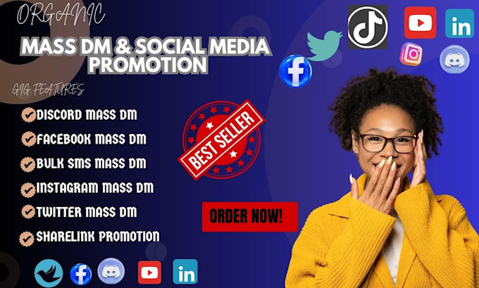 Do telegram mass dm discord mass dm linkedin mass dm facebook dms twitter dms by Elizprobic | Fiverr