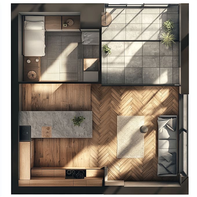 Render a detailed colored floor plan for interiors and exteriors by ...