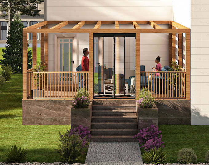 Do 2d site plan 3d front yard deck patio backyard landscape design ...