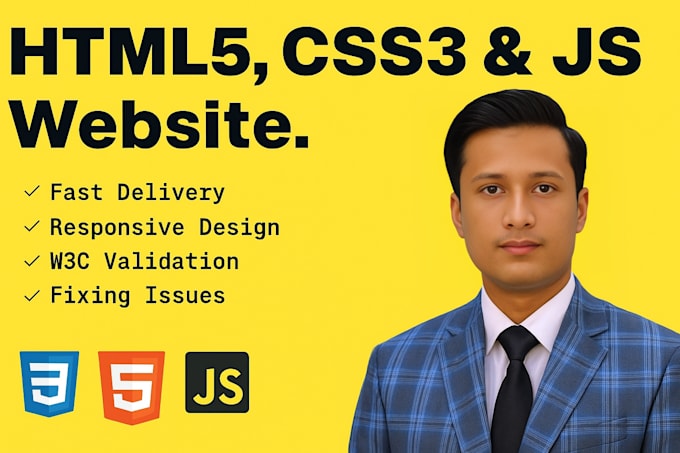 Build a responsive website using html, css, and javascript by Luqmanbuildsweb | Fiverr