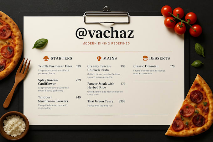 Do modern restaurant menu design by Vachaz | Fiverr
