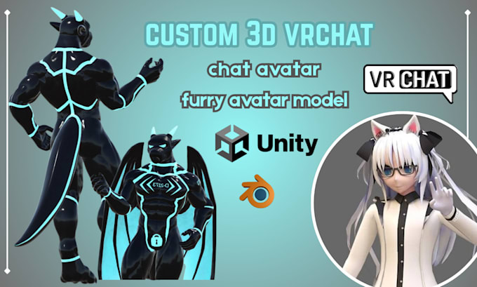 Custom 3d modeling 3d vrchat avatar furry model anime vtuber model in ...