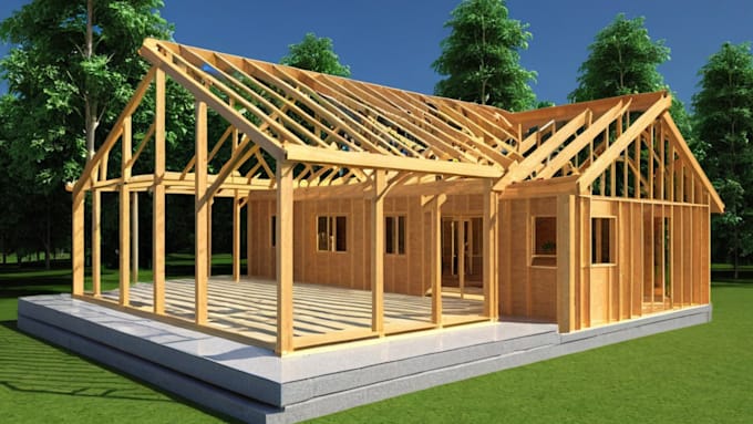 Do structural framing design for timbers house, timber porch, steel ...