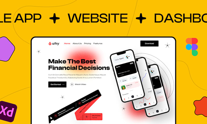 Design mobile app ui ux design, website ui ux design figma