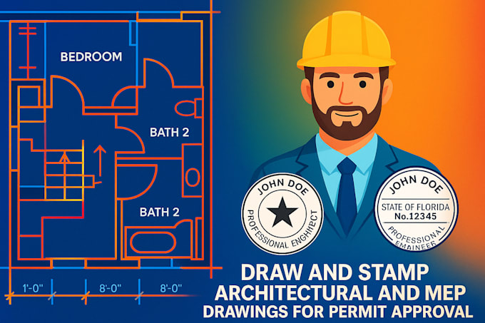 Draw and stamp architectural and mep drawings for permit approval by ...