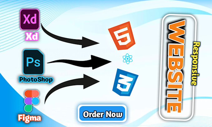 Convert figma, psd, xd, sketch to html css create responsive website by Madeelhussain12 | Fiverr