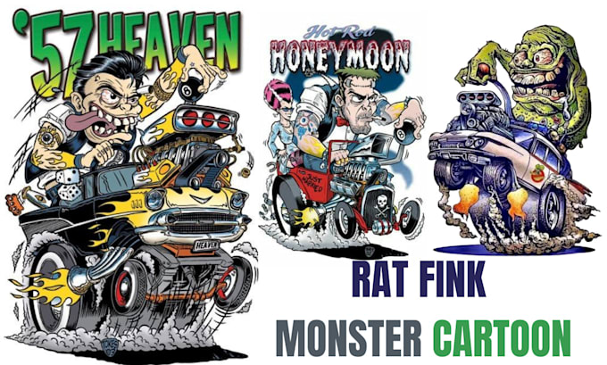 Draw rat fink monster car illustration kustom kulture art and rat fink ...