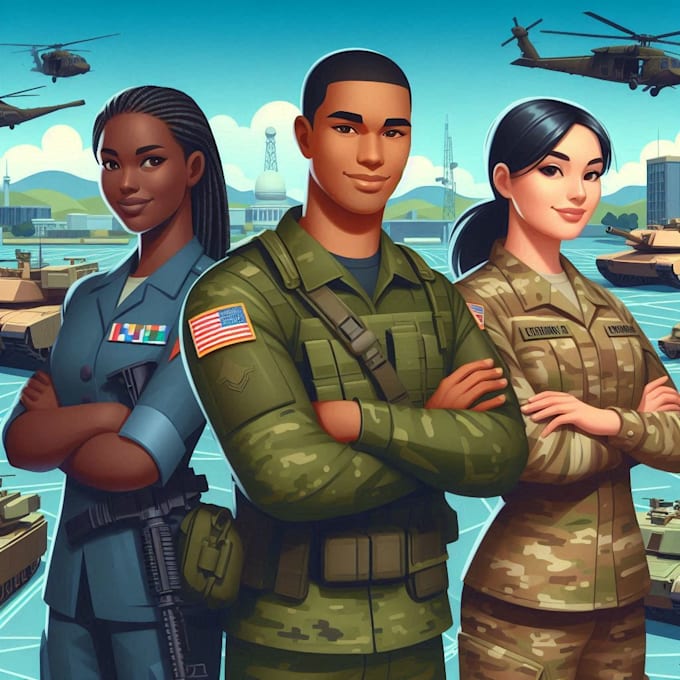 Draw 2d game art military character design by Ercoeltuned | Fiverr
