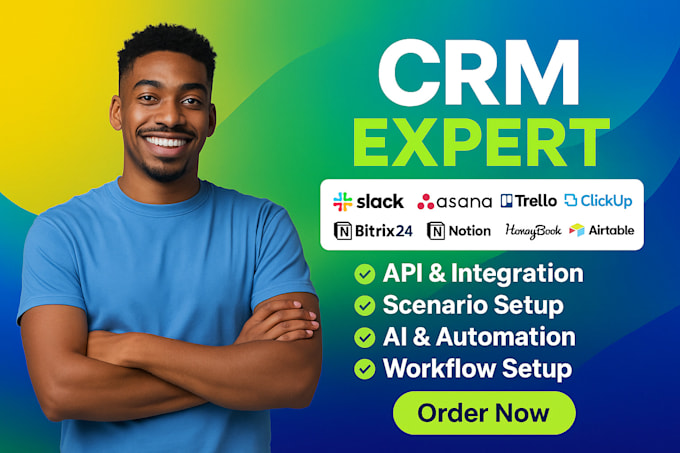 Setup slack asana trello clickup bitrix24 notion honeybook airtable monday crm by Crm_guru_ | Fiverr