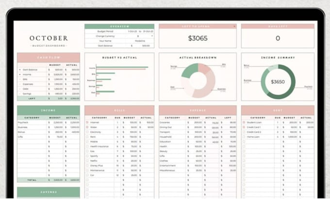 Design full automated excel spreadsheet budget planner dashboard with ...