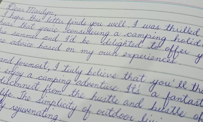 Write letters, cards, and notes in cursive handwriting by Huda_kazm1 ...