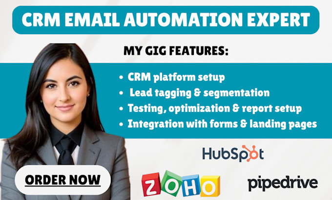 Setup crm email automation flows using zoho hubspot monday pipedrive gohighlevel by Laitan1 | Fiverr