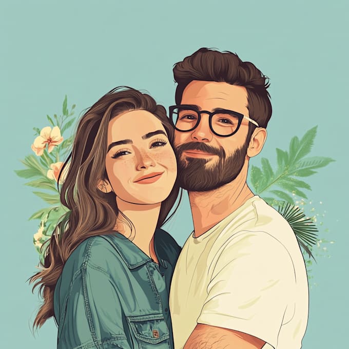 Draw high realistic couple vector portrait from photo by Kaylaowell ...