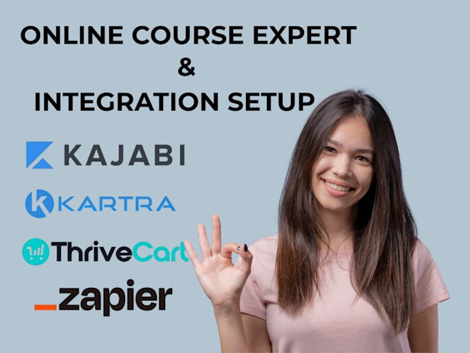 Set up and automate your course with kartra, kajabi, thrivecart, zapier by Ivanabonke | Fiverr