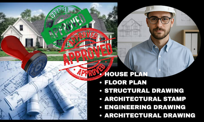Stamp, seal house plan, architectural drafting, architectural drawing ...