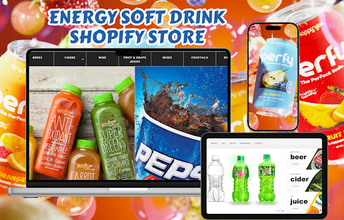 Energy soft drink shopify store beverage fruit juice website liquor soda store by ...