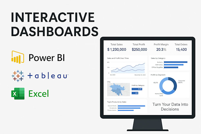 Create stunning dashboards in power bi, tableau, or excel