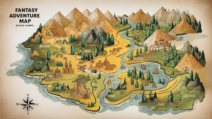 Design a custom rpg, fantasy, or board game map with terrain and game ...