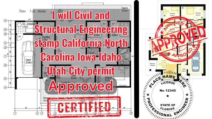 Civil and structural engineering stamp california north carolina lowa ...