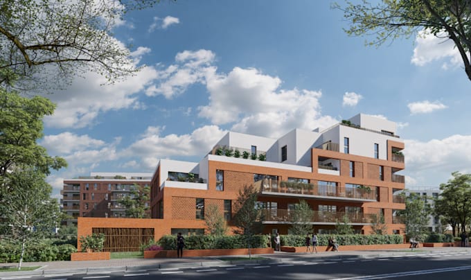 Recreate 3d landscape model, commercial site building, cgi render image ...