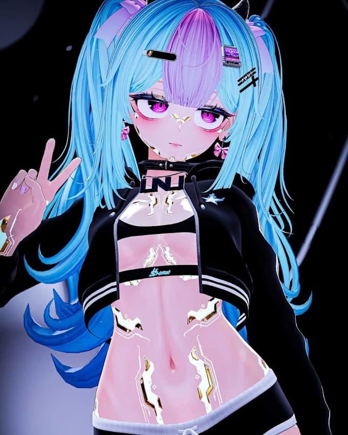 Create, edit a custom vrchat avatar, vrc avatar, vr character with vtuber model by ...