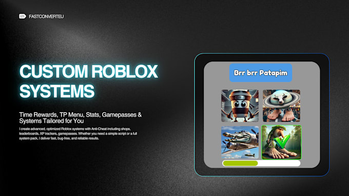 Create custom roblox scripts and systems for your game by Fastconverteu ...