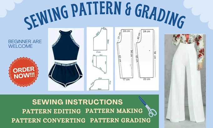 Create a sewing pattern and pattern grading for any type of clothing ...