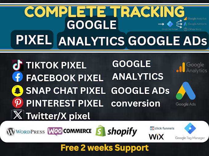 Setup facebook pixel, tiktok pixel, ga4, conversion api, gtm, and google by Djsahilaj | Fiverr