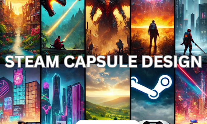 Draw steam artwork steam capsule game banner game ui game art for game marketing by ...