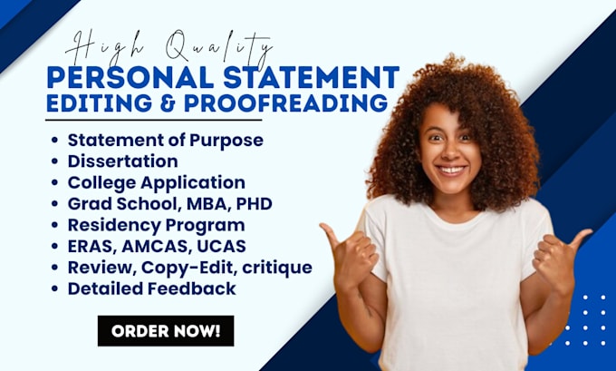 Edit personal statement proofread eras, grad school sop, amcas essay cv ...