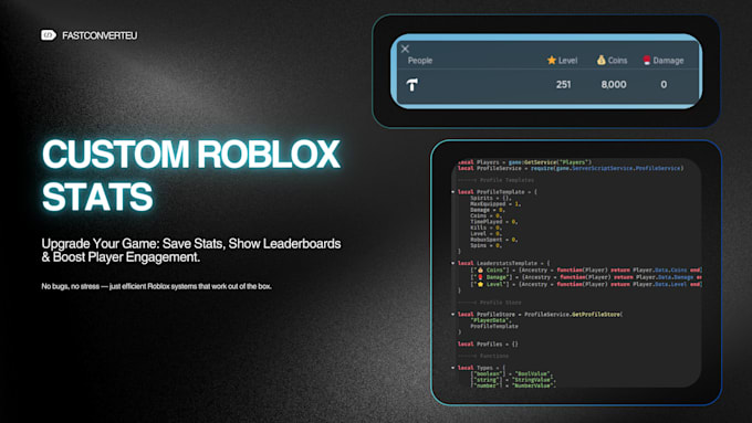 Deliver a custom roblox stat saving and leaderboard system by ...