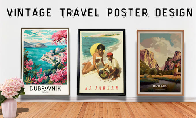 Design vintage travel poster postcard design film poster sports poster ...