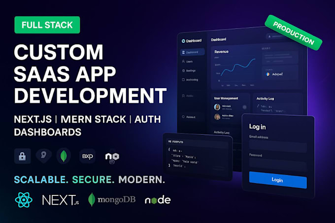 Build a custom saas app with nextjs, mern stack, dashboard and auth system by Hordson | Fiverr