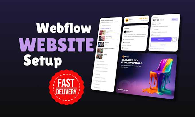 Setup webflow website, 3js interactive, figma, threejs, 3d website ...