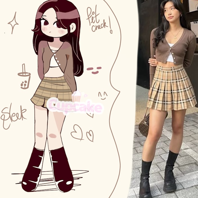 Draw your oc or you in chibi full body for your fit checks by ...