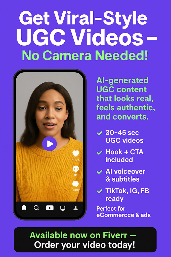 Create custom ugc ad for you using ai by Sakatikwanderer | Fiverr