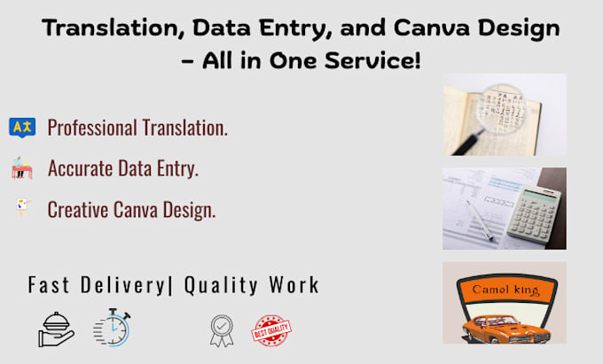 Do data entry design typing and translation work by Ahsanbashir728 | Fiverr