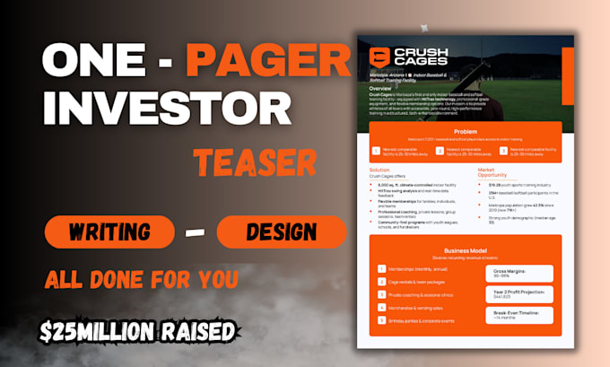 Write and design one pager, executive summary or investor teaser by ...