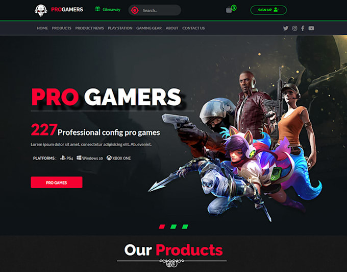 Design animated gaming website, anime website, roblox, mmorph website ...