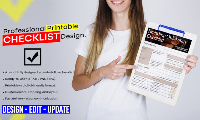 Design a clean and modern printable checklist by Tofik_karrouzi | Fiverr