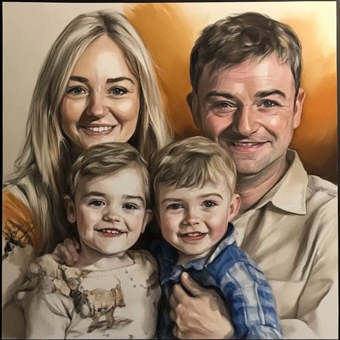 Draw a realistic family or group portrait from a photo by Rirelea | Fiverr