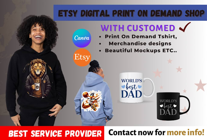 Create print on demand, tshirt designs, merchandise templates, mockups ...
