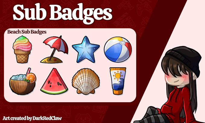 Create custom sub badges for streamers by Darkredclaw | Fiverr