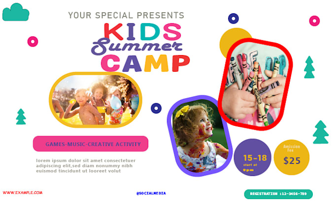 Design a joyful imaginationery flyer for kids a vibrant and playful ...