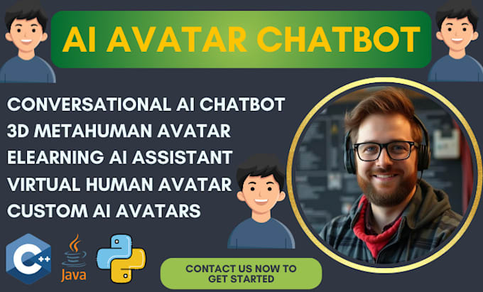 Build conversational ai avatar chatbot, metahuman elearning 3d avatar assistant by Freytagg | Fiverr