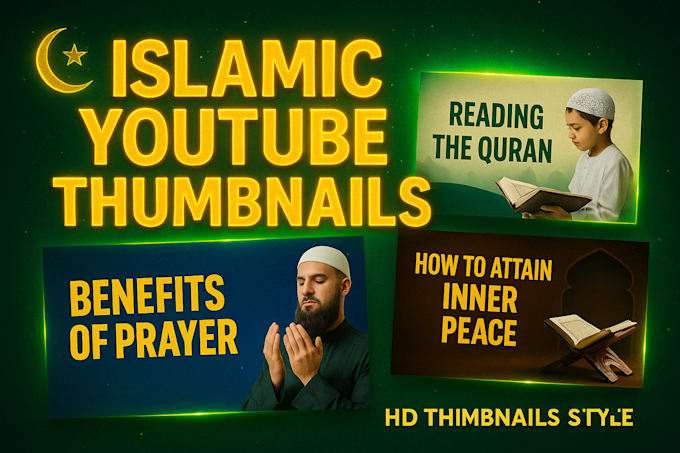 Design eye catching islamic youtube thumbnails modern and professional ...