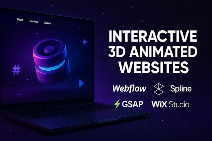 Build interactive 3d animated webflow website three js ,3d spline wix ...