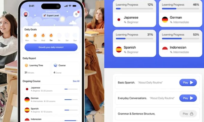 Build ai powered language learning app, school learning app, ai translation app by Christophe4p ...