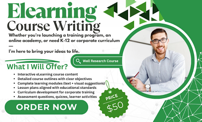 Write interactive elearning course, outline, modules, lesson plan or ...