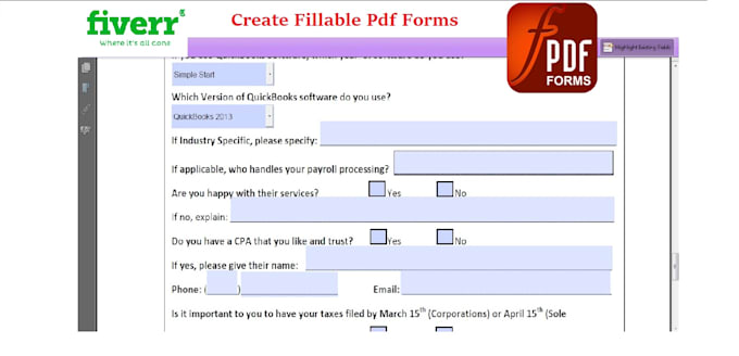 Create fillable pdf forms by Rajp123 | Fiverr